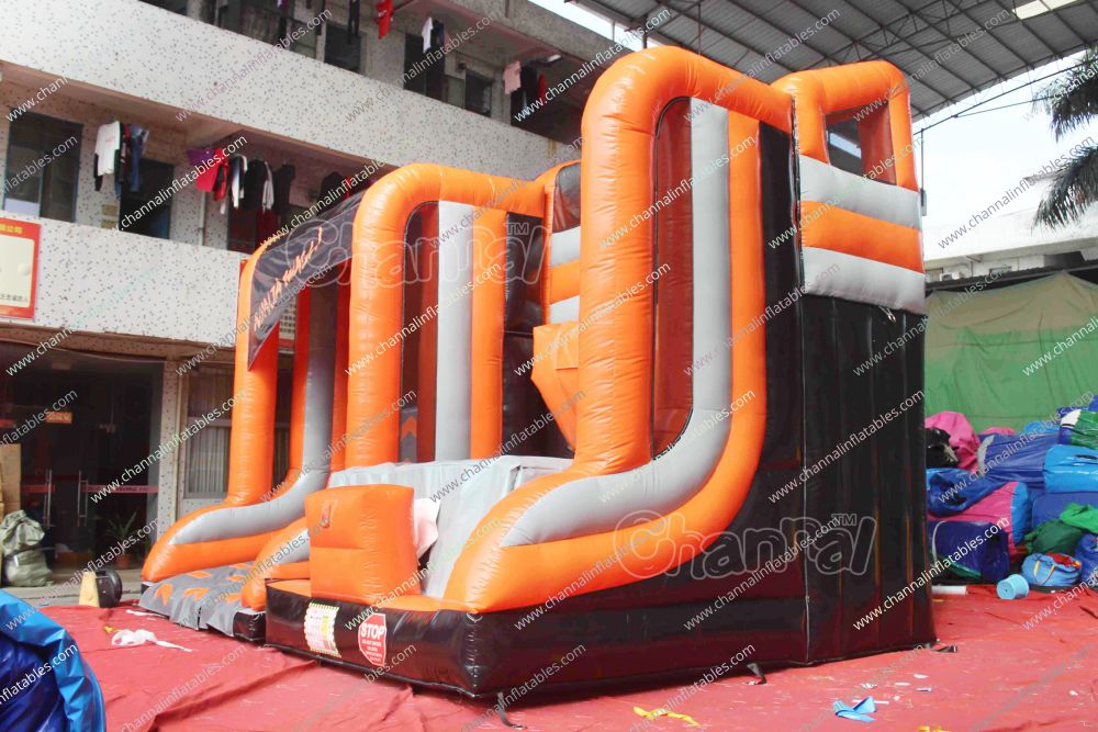 Inflatable Ninja Wall with Jump Base - Channal Inflatables