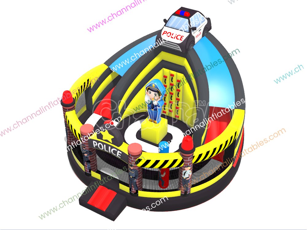 Police Bounce House With Slide - Channal Inflatables
