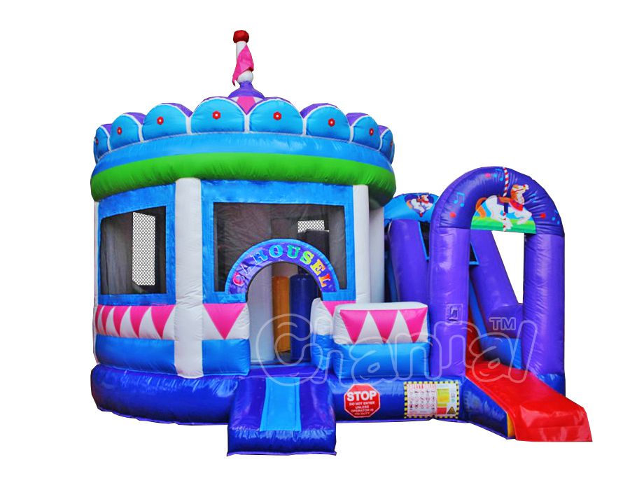 Carousel Bounce House With Slide - Channal Inflatables