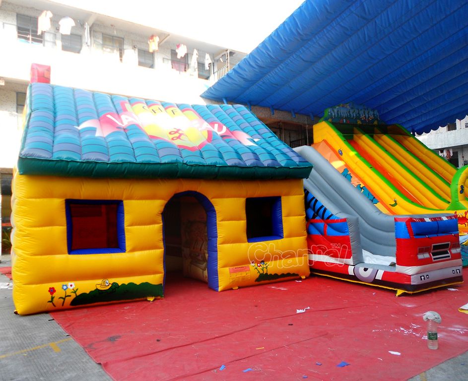 Inflatable Fire House with Slide - Channal Inflatables