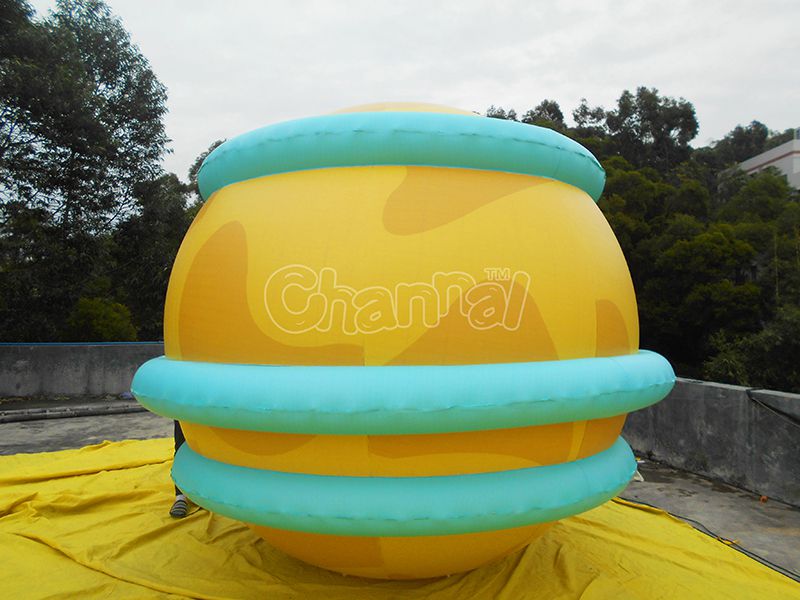 Yellow Inflatable Ball Balloon With 3 Rings - Channal Inflatables