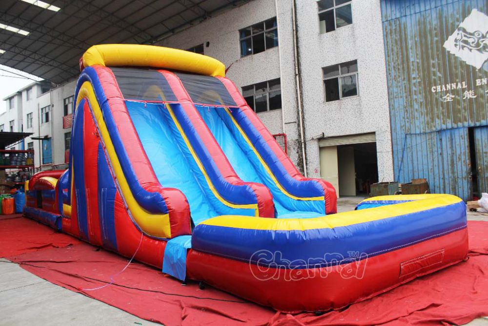 Inflatable Obstacle Course With Water Slide - Channal Inflatables