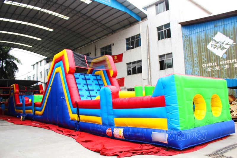 Large Inflatable Obstacle Course With Double Slides - Channal Inflatables