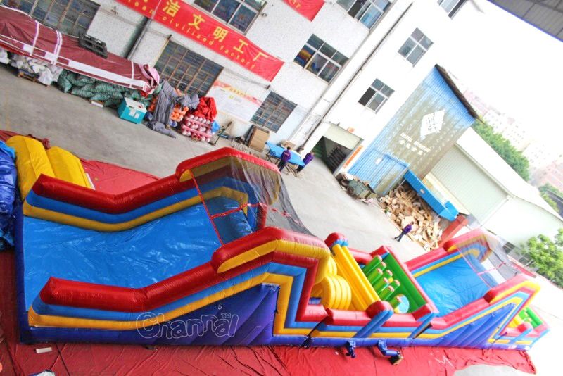 Large Inflatable Obstacle Course With Double Slides - Channal Inflatables