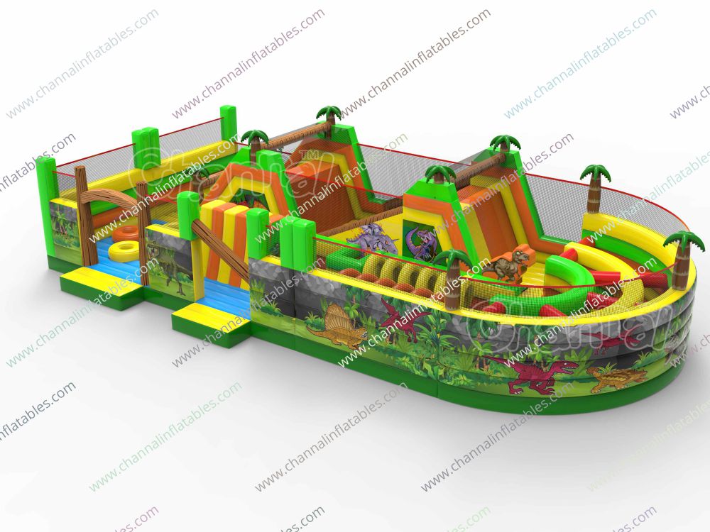 Jurassic Dinosaurs Inflatable Obstacle Course - Channal Inflatables