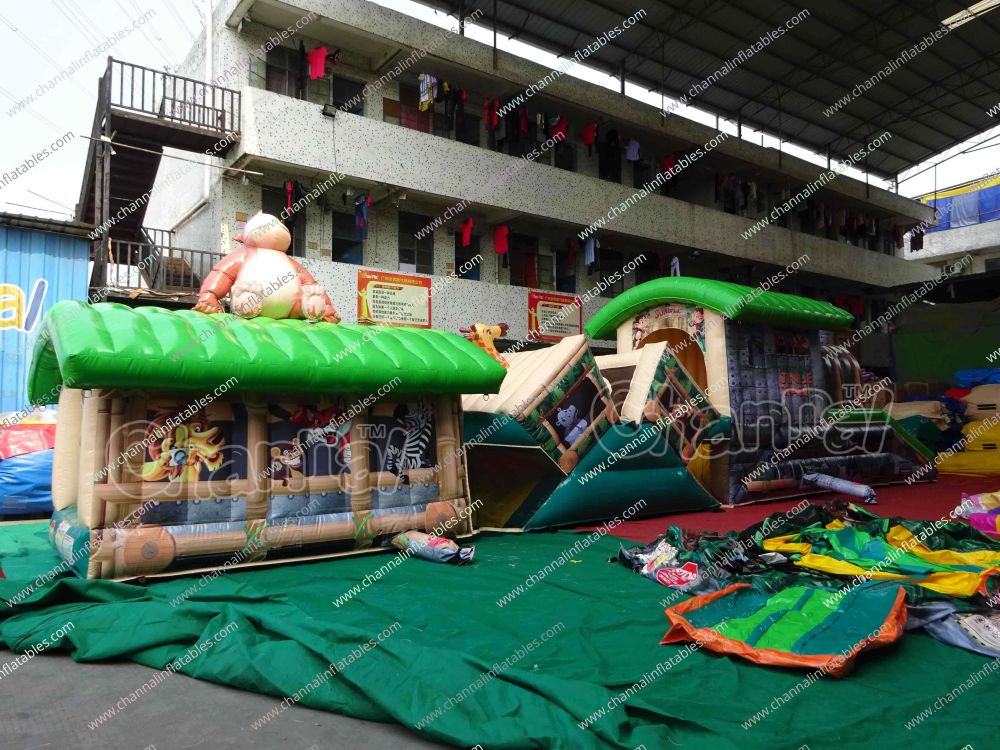 Jungle Train Inflatable Obstacle Course - Channal Inflatables