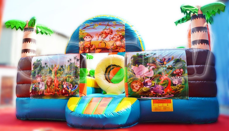 Jungle Themed Inflatable Playground With Games - Channal Inflatables