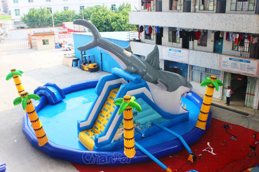 Large Inflatable Shark Slide Pool - Channal Inflatables