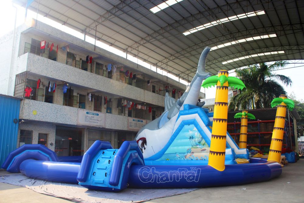 Large Inflatable Shark Slide Pool - Channal Inflatables