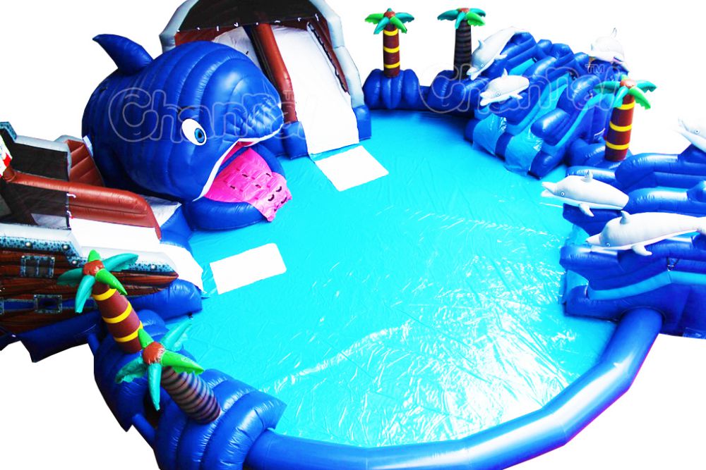 Shark Attacking Ship Giant Pool - Channal Inflatables