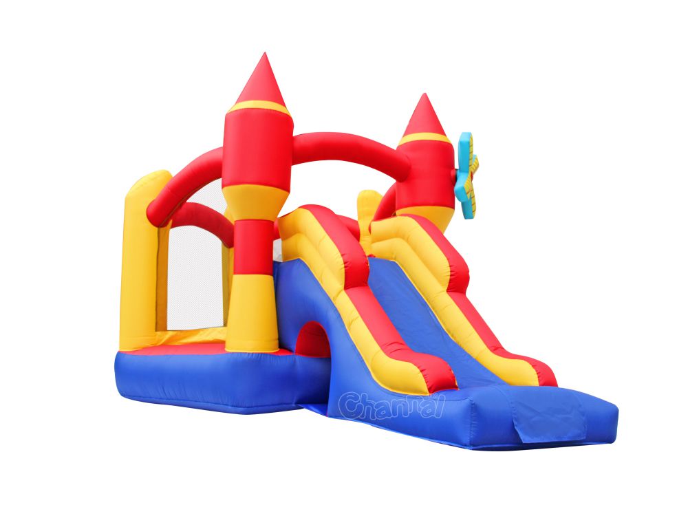 Inflatable Blue Red Nylon Castle Combo - Channal Inflatables