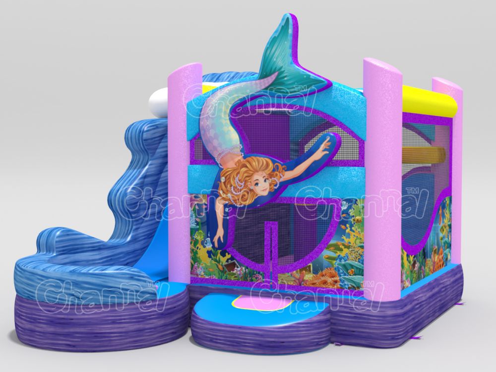 Mermaid Bounce House with Slide - Channal Inflatables