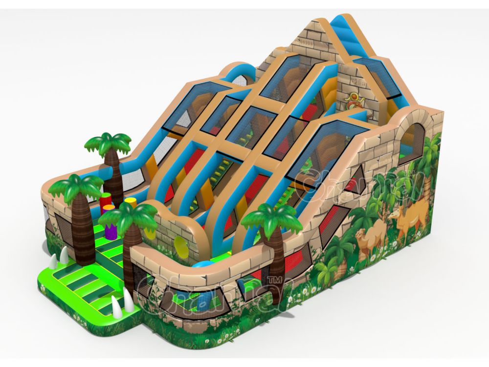 Jungle Obstacle Course With Slide - Channal Inflatables