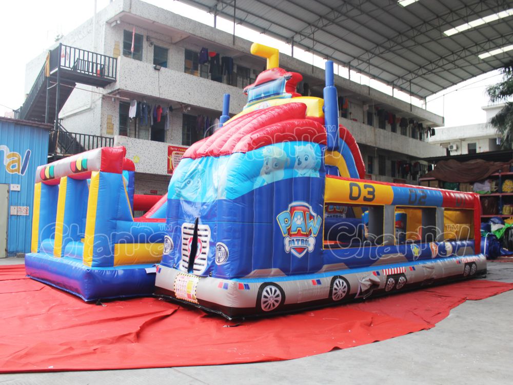 Paw Patrol Bus Inflatable Obstacle Course - Channal Inflatables