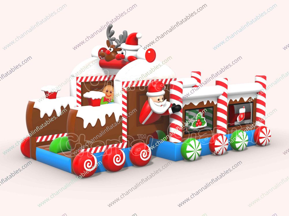 Xmas Train Inflatable Obstacle Course - Channal Inflatables