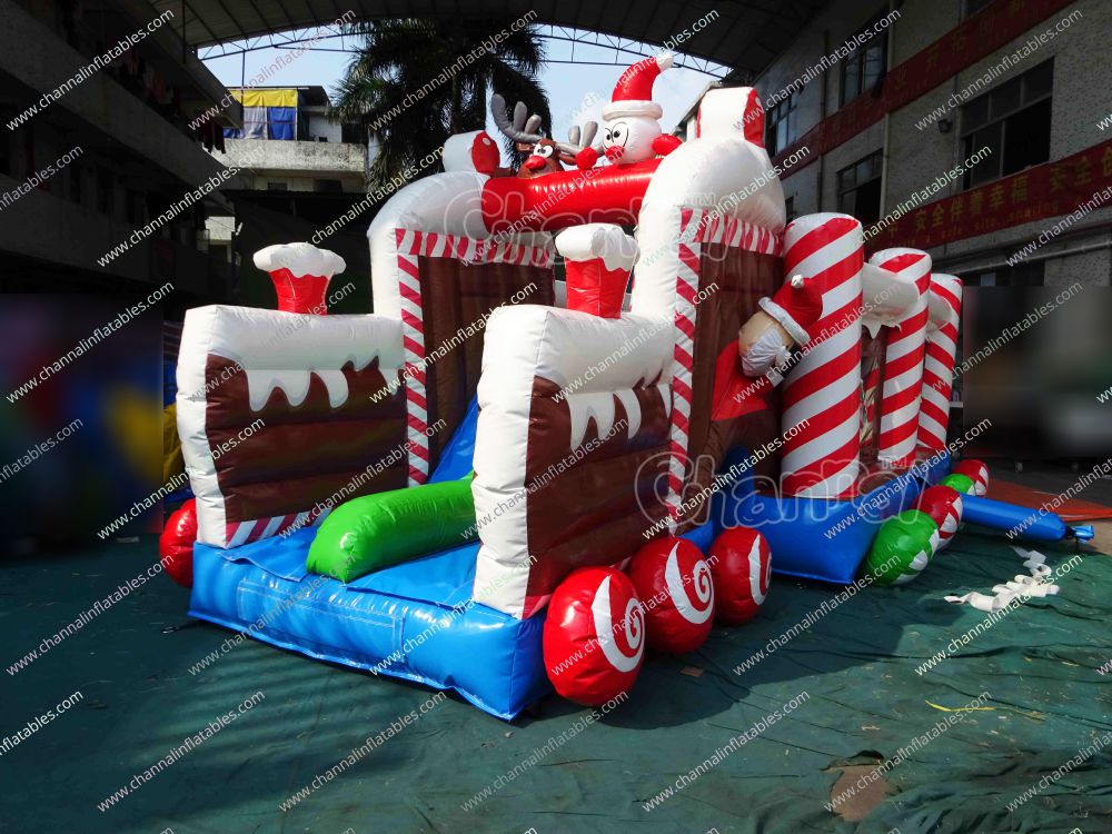 Xmas Train Inflatable Obstacle Course - Channal Inflatables