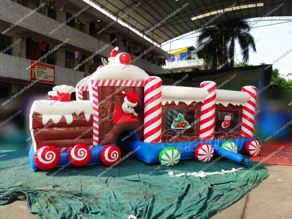 Xmas Train Inflatable Obstacle Course - Channal Inflatables