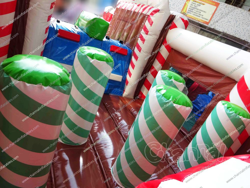 Xmas Train Inflatable Obstacle Course - Channal Inflatables