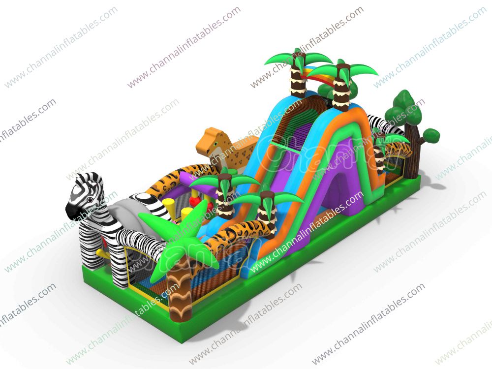 African Animals Inflatable Obstacle Course - Channal Inflatables