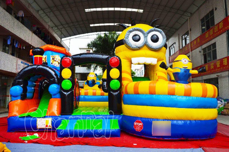 Minions Train Inflatable Obstacle Course - Channal Inflatables