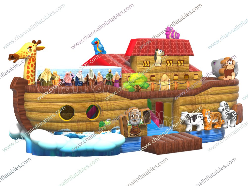Noah's Ark Inflatable Bounce House With Slide - Channal Inflatables