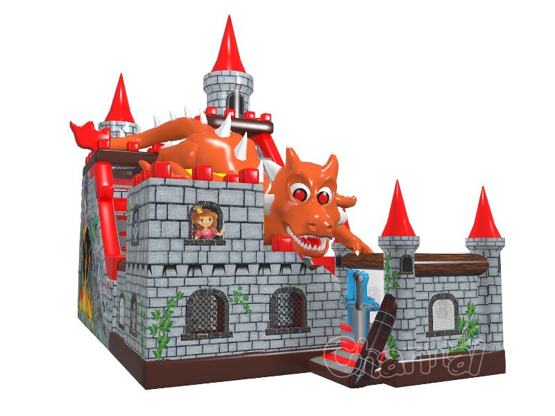 Dragon Attacks Castle Inflatable Slide - Channal Inflatables