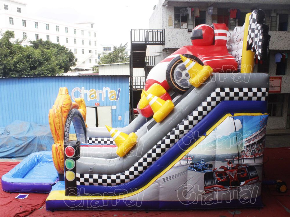 Open-wheel Racing Inflatable Water Slide - Channal Inflatables