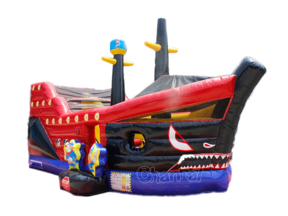 Shark Pirate Ship Inflatable Slide - Channal Inflatables