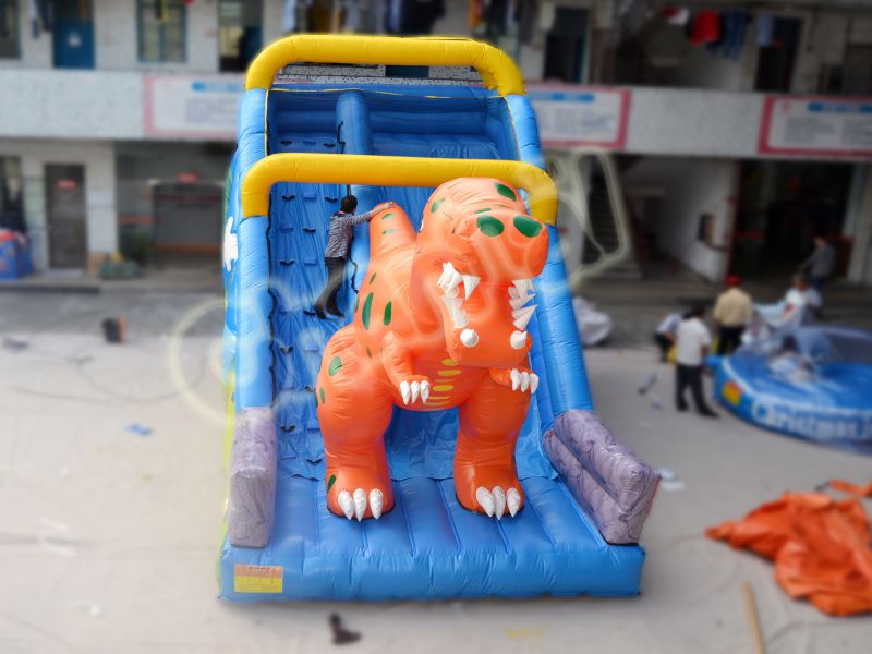Orange Dinosaur Inflatable Slide - Channal Inflatables