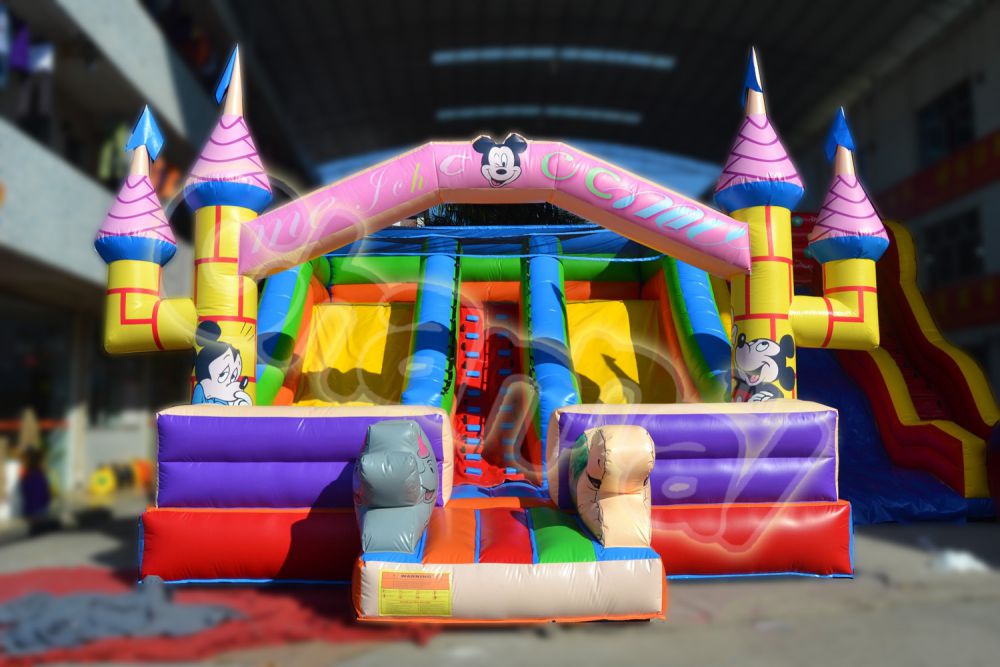 Mickey Mouse Dual Lane Inflatable Slide - Channal Inflatables