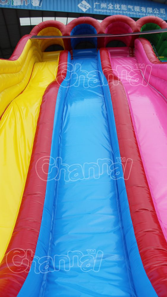 Rainbow Gaint Triple Lane Inflatable Slide - Channal Inflatables