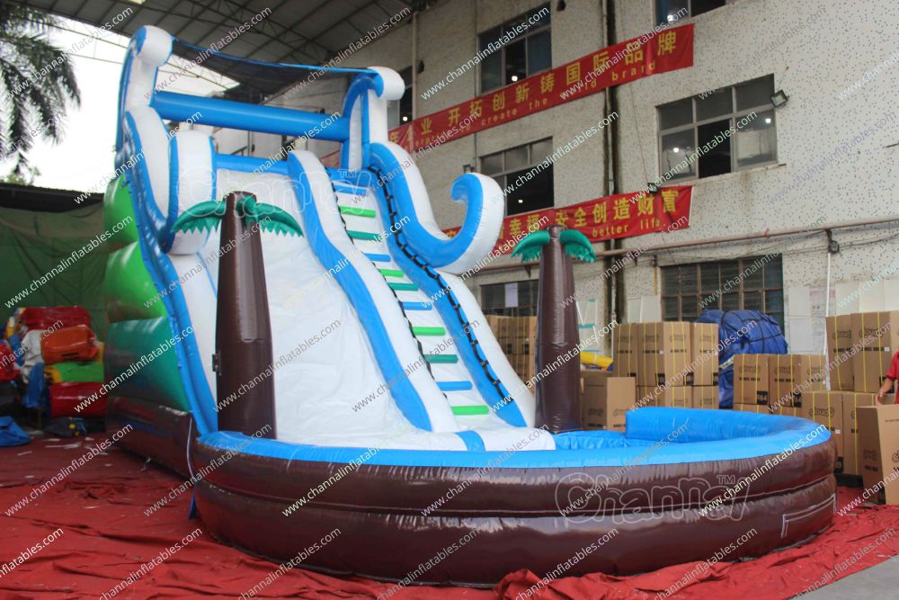 Tropical Beach Inflatable Water Slide - Channal Inflatables
