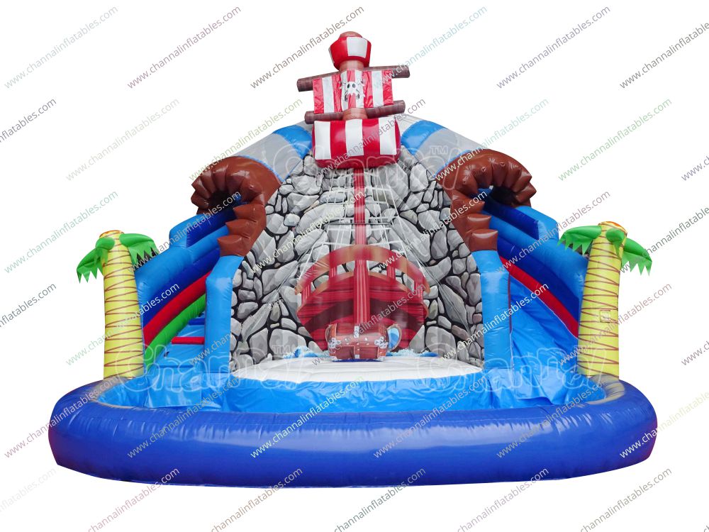 Pirate Backyard Water Slide Pool - Channal Inflatables