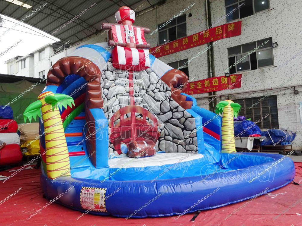 Pirate Backyard Water Slide Pool - Channal Inflatables