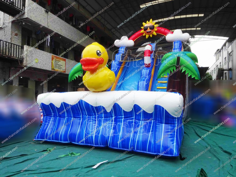 Tropical Water Slide w/ Yellow Duck - Channal Inflatables