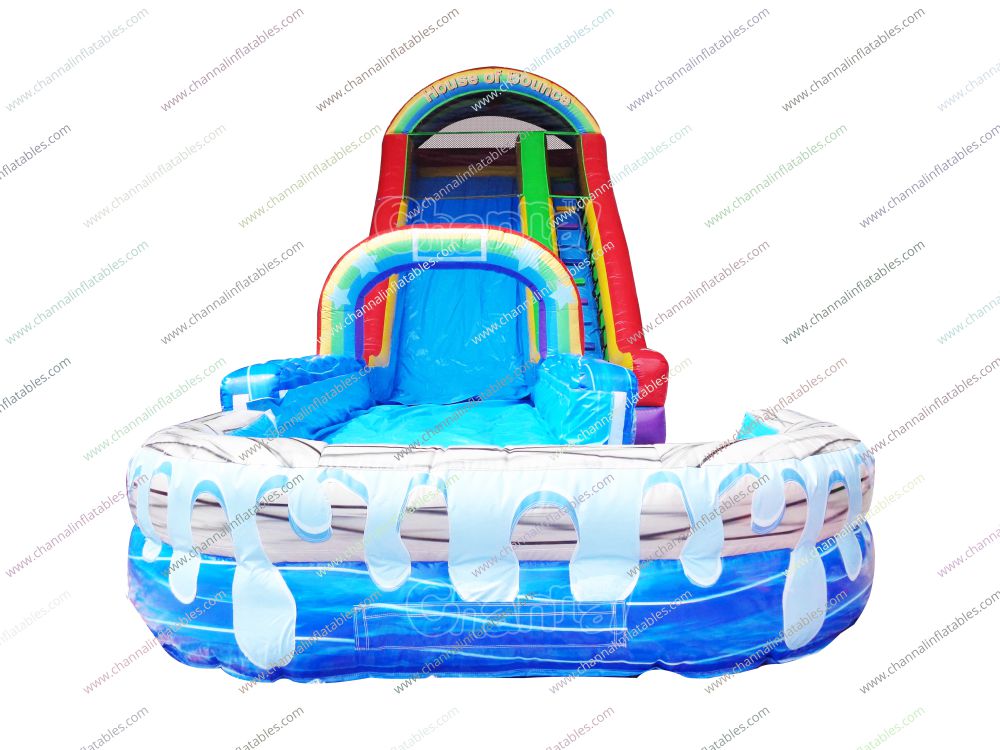Rainbow Color Inflatable Water Slide - Channal Inflatables