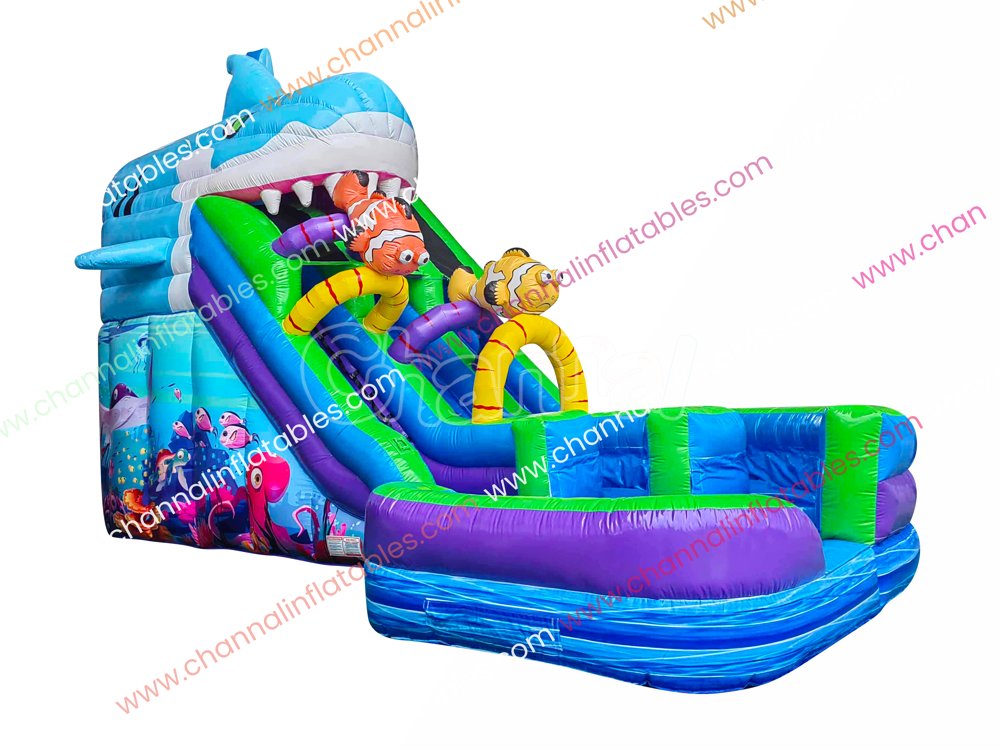 Ocean Curved Waterslide - Channal Inflatables