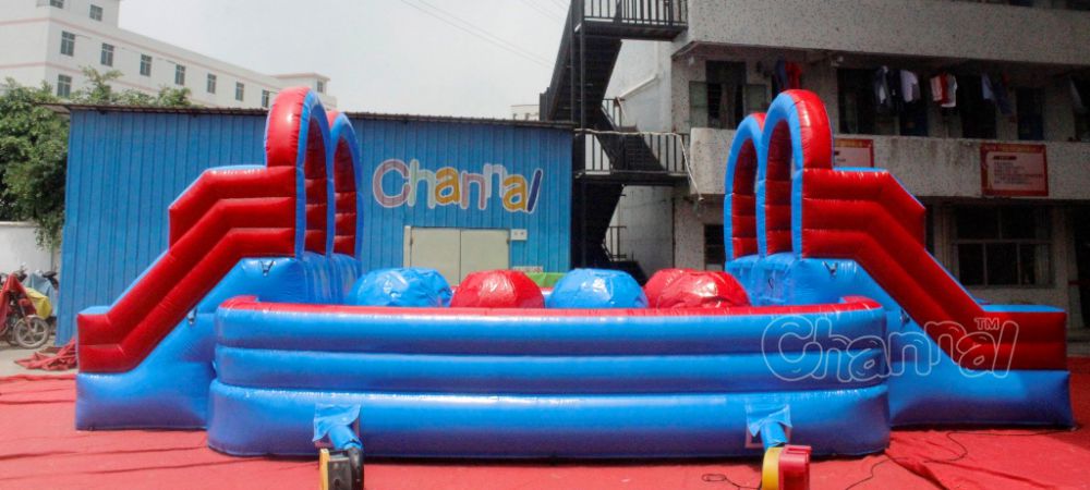 Dual Lane Inflatable Wipeout Course - Channal Inflatables